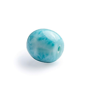 Natural Larimar Crystal Gemstone Round Bead Jewelry Pendant Necklace
