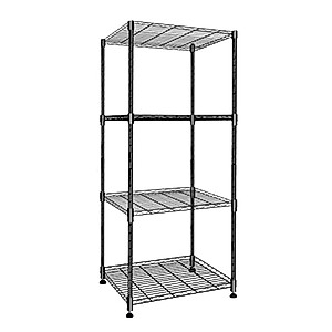 N&F Hlyluoyi 4-Shelf Storage Rack, Garage Shelves Heavy Duty，Metal Shelving with Wheels, 165 Pounds Per Utility Shelf Unit, Wire Rack Organizer, Black(13.4D x 23.2W x 49.8H)