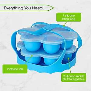 7Penn Silicone Egg Bite Molds Compatible with Instant Pot - 2-Pack Sous Vide Egg Bite Maker Accessory and Lifting Sling