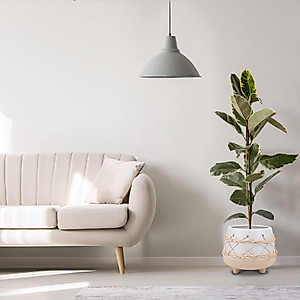 Chonsun Ceramic Planter 8 Inch Plant Pots Indoor Outdoor Planter with Drainage Hole Flower Pots Plant Pot Ceramic Mid-Century