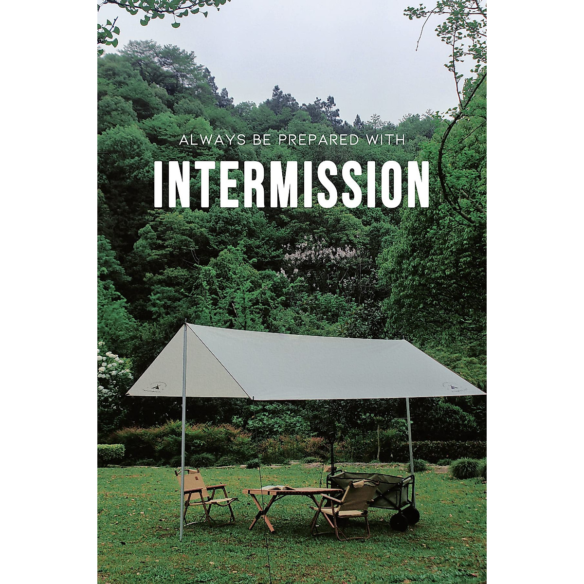 Intermission Camping Tarp and Pole Kit, 10 * 10ft, Waterproof, Lightweight for Camping,Camping tarp with Poles,Waterproof Camping tarp, Backpacking, Outdoor, Picnic, Sunshade,Ultralight Aluminum Pole