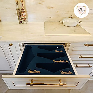 Ziplock Bag Black Storage Organizer for Kitchen Drawer| Baggie Organizer | Compatible with Ziplock, Solimo, Glad, Hefty for Gallon, Quart, Sandwich & Snack |