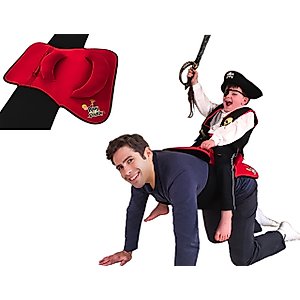 Pony Up Daddy - Neoprene Parent Saddle with Easy Close Strap - Features Padded Seat and Grab Handle for Safe and Comfortable Play Pony Rides - Fits Up to 50" Chest Size - Raider Red