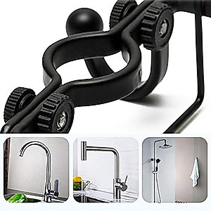 Bathroom Organizer Shelves Double Hook Faucet Rack Kitchen Sink Sponge Rag Storage Rack Bathroom Wrought Iron Drain Shelf (Color : Black)