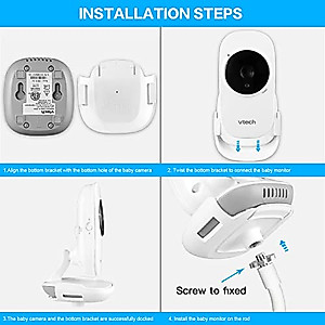 Flexible Baby Monitor Mount for VTech VM819 Baby Monitor Baby Camera Holder Stand Shelf, Versatile Twist Mounting for Crib Nursery Cot Shelves or Furniture, Baby Monitor Kits, White, No Drill