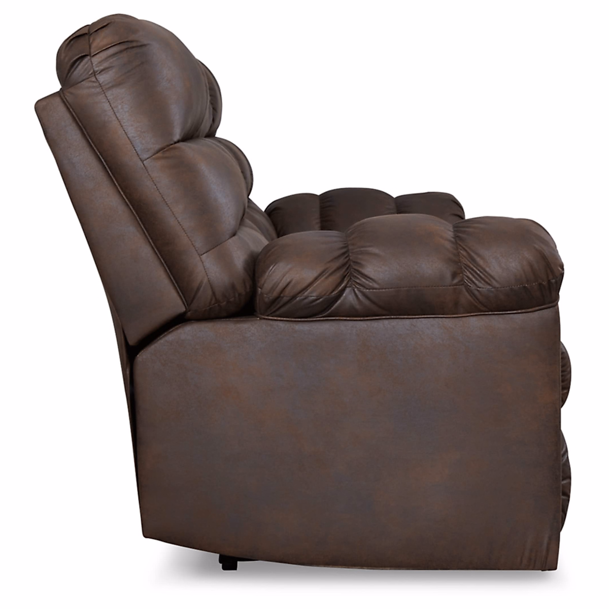 Signature Design by Ashley Derwin Urban Faux Leather Tufted Reclining Sofa with Drop Down Table, Dark Brown