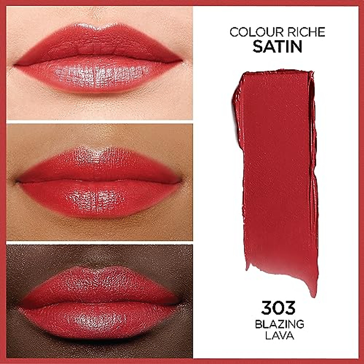 L’Oréal Paris Colour Riche Original Creamy, Hydrating Satin Lipstick with Argan Oil and Vitamin E, Blazing Lava , 1 Count