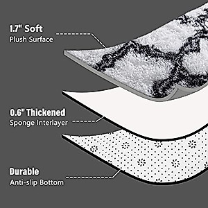 Unirea 8x10 Feet Luxury Shag Area Rug Modern Indoor Plush Fluffy Rugs, Super Soft and Fuzzy Carpet, Geometric Moroccan Rugs for Bedroom Living Room Girls Kids Nursery, Grey/White