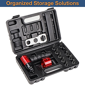 YUZES Rivet Nut Tool Rivet Nut Kit, Rivet Nut Gun Adapter Compatible with Cordless Drill & Ratchet Wrench, Newly Labor-Saving Rivnut Tool with 10 Mandrels & 50 Rivet Nuts, Rugged Carrying Case