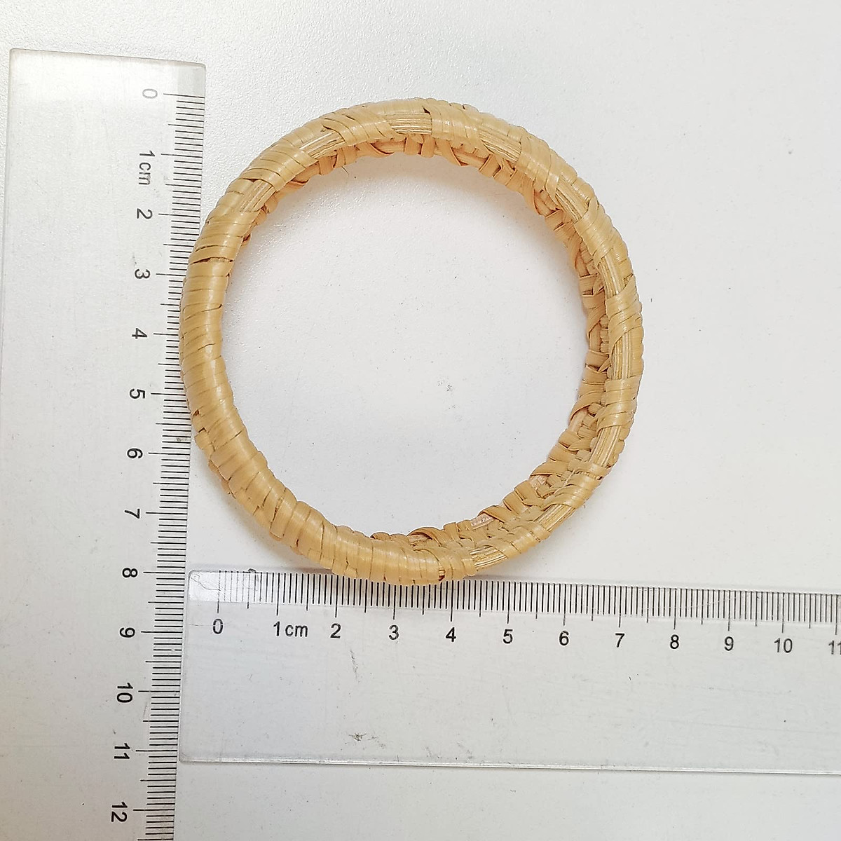 Dainty Rattan Geometric Bracelets Handmade Woven Lightweight Straw Wicker Braid Ethnic Round Statement Chunky Bangle for Women Jewelry-2 PCS