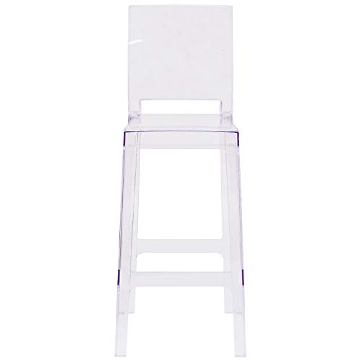 Flash Furniture 4 Pack Ghost Barstool with Square Back in Transparent Crystal