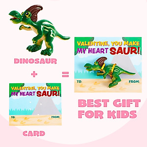 JOYIN 28 PCS Valentines Day Gifts Cards with Dinosaur Figure Toys for kids, Valentine's Greeting Cards for kids classroom gifts, Classroom Exchange Prizes for Boys Girls Classroom Party Favor