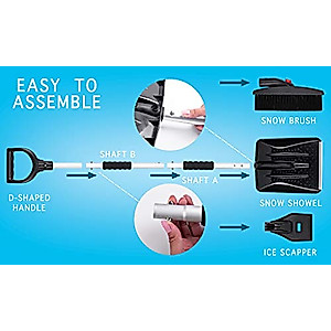 Zento Deals Snow Shovel Kit, 3-in-1 Snow Brush Kit, and Ice Scraper – Emergency Collapsible Design Snow Remover Set for Cars, Trucks, and Outdoors. Material Ice Scraper, Easy to Handle and Use