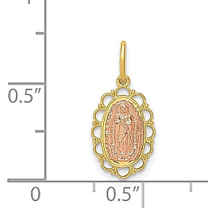 IceCarats 14K Two Tone Gold Our Lady of Guadalupe Virgin Mary Necklace Virgencita Maria Rosa Pendant Catholic Christian Holy Mother Medallion Charm Only