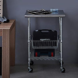 AmazonCommercial Heavy-Duty Stainless Steel Top Work Table, NSF Certified, 24" W x 20" D x 36" H