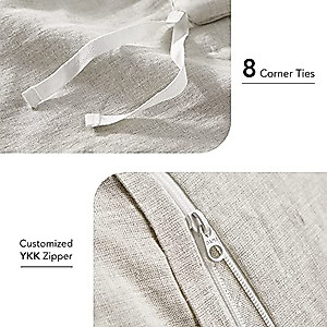 DAPU 100% Linen Duvet Cover Set - Pure Natural French Flax Linen with 8 Corner Ties and Zipper Closure Soft Breathable Durable for Hot Sleepers 1 Duvet Cover 2 Pillowcases (Natural Linen, King)