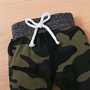 6-12 Months Boy Clothes Toddler Infant Boys Girls Outfit Long Sleeve Plaid Tops + Pants Outfit Set 2Pcs, Camouflage Outfit 6-12 Months/90cm
