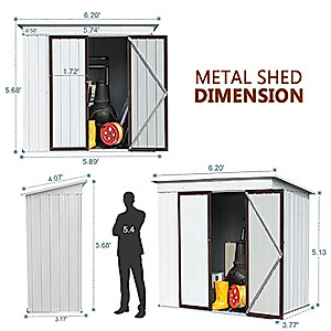 Outdoor Storage Shed 6X4 Ft,Outdoor Shed with Floor Frame, Garden Shed Backyard Shed Bike Shed,Metal Shed with Lockable Door,Tool Shed for Courtyard Garden Lawn Patio(No Floor Included)
