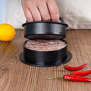 atrccs Burger Meat Press, 3 in 1 Burger Press with Parchment Paper, Multifunctional Grill Press, Burger Meat Mold, Dishwasher-Safe and Non-Stick Patty Maker (Black)