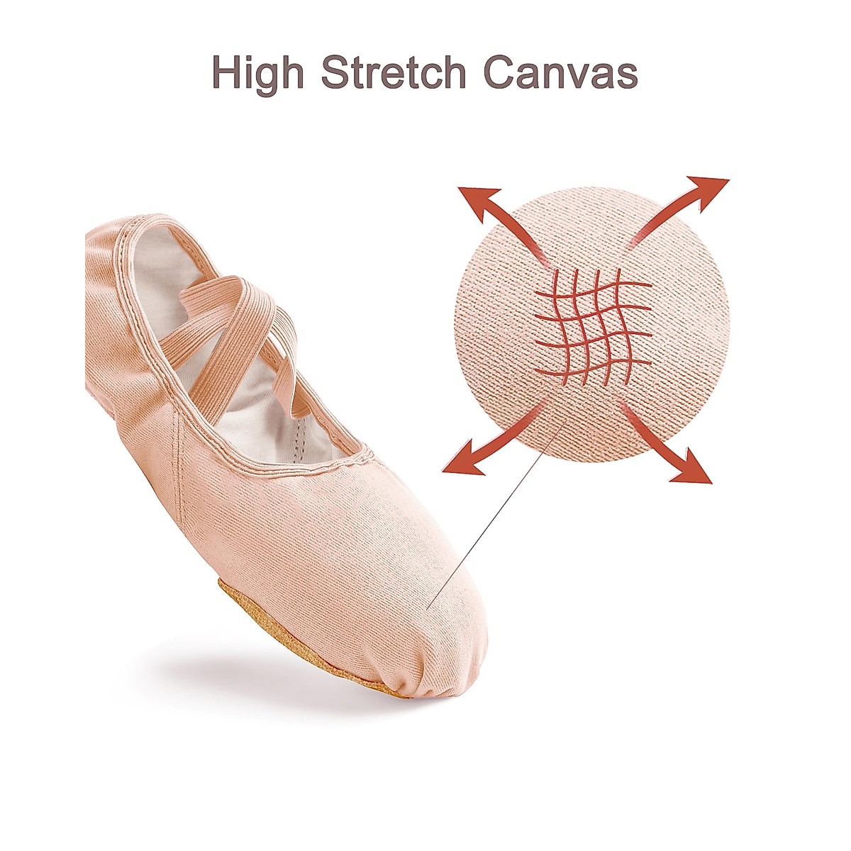 Stelle Ballet Shoes for Women Pink Adult Ballet Slippers Highly Stretch Canvas Dance Yoga Shoes Zapatillas de Ballet(Ballet Pink,8MW)