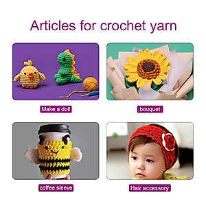 Mooaske 3 Pack (3 x 50g) Crochet Yarn with Crochet Hook - Worsted Medium Yarn for Crocheting - Easy-to-See Stitches Cotton-Nylon Blend Beginner Knitting Yarn for Adults and Kids