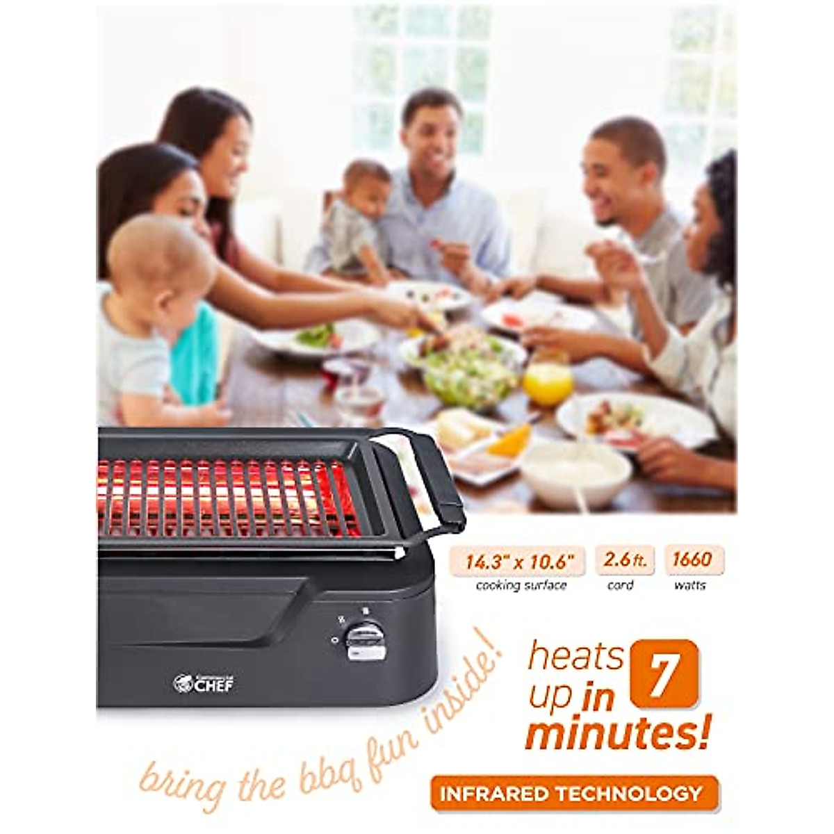 COMMERCIAL CHEF Indoor Smokeless Infrared Grill