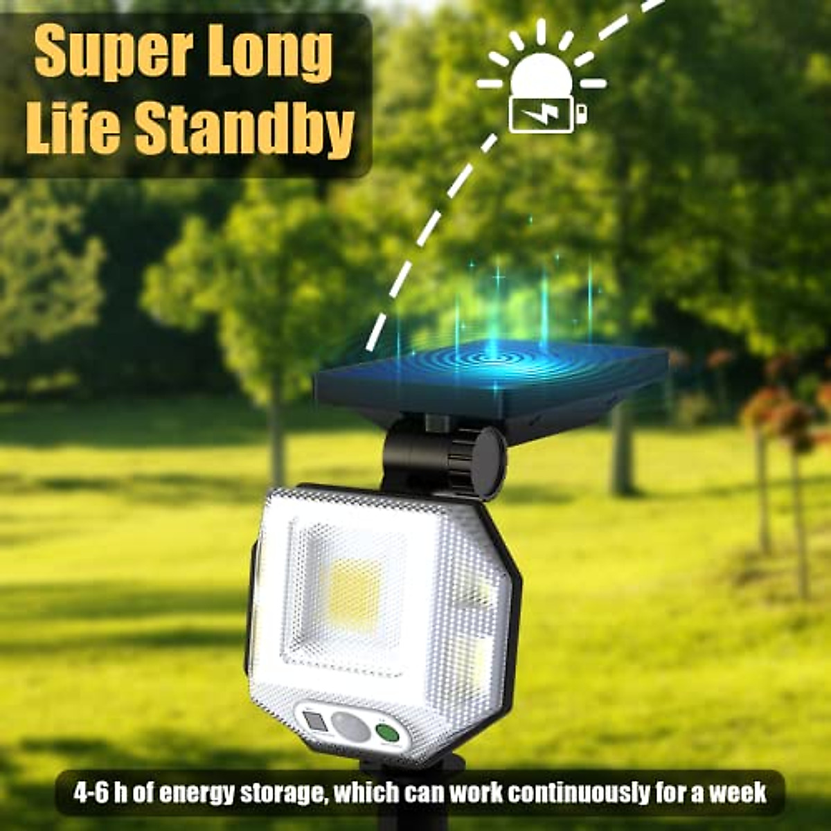 JiocoVino Solar Spot Lights Outdoor IP65, Smart Sensor & 3 Lighting Modes - 88LED Solar Spot Lights Outdoor Apply to Wall Lights for Garden Pathway, Solar Powered Landscape Lights, 2 Pack (Cool White)