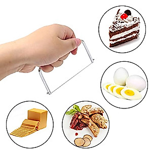 HONBAY 2PCS Stainless Steel Butter Cheese Wire Cutters Slicers Knives for Kitchen (perfect for soft cheese)