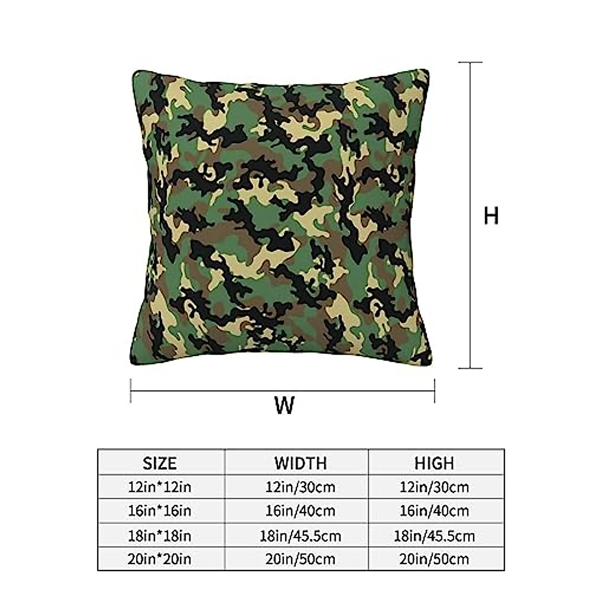 WURTON Camo Print Throw Pillow Covers, Soft Square Cushion Case,for Sofa, Couch,Bed Chair-18 X 18 Inch
