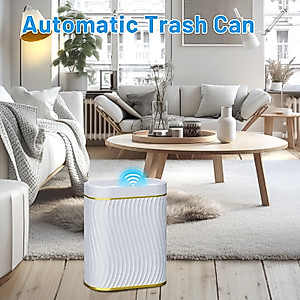 Bathroom Small Trash Can with Automatic Touchless Lid, 2.6 Gallon Smart Garbage Can Narrow Waterproof Trash Bin for Bedroom, Office, Living Room