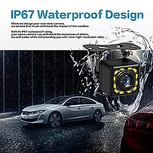 Car Backup Camera,Universal 12LED Backup Camera, 170 Viewing Angle Long License Plate Frame Camera Waterproof Rear Camera with HD Night Vision,Reverse Assist Camera,Fit for Most Cars, SUV, Trucks, RV