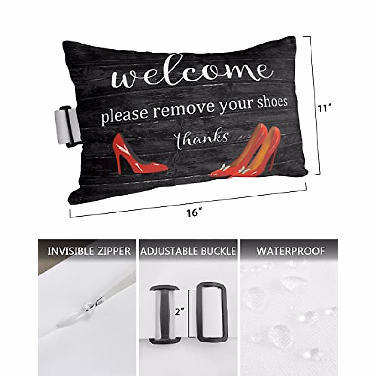 Chaise Lounge Head Resting Pillows Red High Heels Black Retro Wood Grain Outdoor Lumbar Pillows Waterproof Patio Furniture Pillow with Insert Adjustable Elastic Stripe for Recliner Beach Chairs