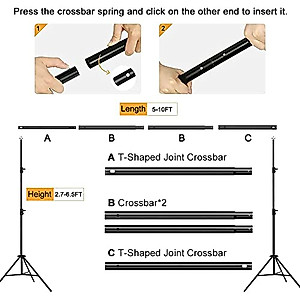 MOUNTDOG Photo Studio Backdrop Support System, 10FT Adjustable Photography Background Stand Kit with Backdrop Clamps, 2 Sandbags, and Carrying Bag for Portrait & Studio Photography