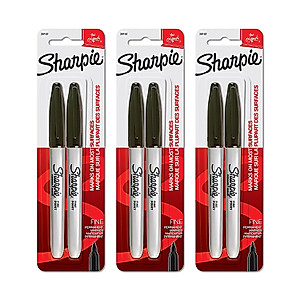 Sharpie 30162PP Fine Point Permanent Markers, Black, Permanent Ink, Ink Dries Quickly and Resists Both Fading and Water, Blister of 2 Markers, Pack of 3 Blisters, 6 Markers Total