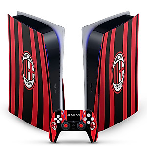 Head Case Designs Officially Licensed AC Milan Home 2021/22 Crest Kit Vinyl Faceplate Sticker Gaming Skin Decal Cover Compatible With Sony PlayStation 5 PS5 Disc Edition Console & DualSense Controller