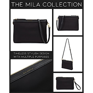 MIA + SOPHIA Diaper Bag Organizing Pouches 5 Piece Set - Baby Diaper Clutch, Crossbody Bag, Travel Diaper Bag Organizer Pouches - Black