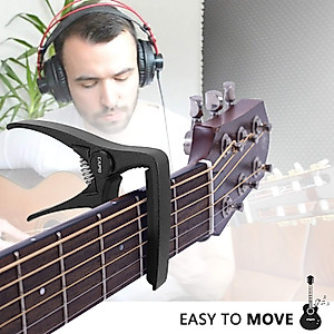 Capo for Banjo, Capo for Guitar, Electric Guitar Capo, Capo for Acoustic Guitar, Ukulele and Bass, Quick Release Capo for Banjo and Mandolin, Made of Ultra Lightweight Aluminum Alloy (Matte Black)