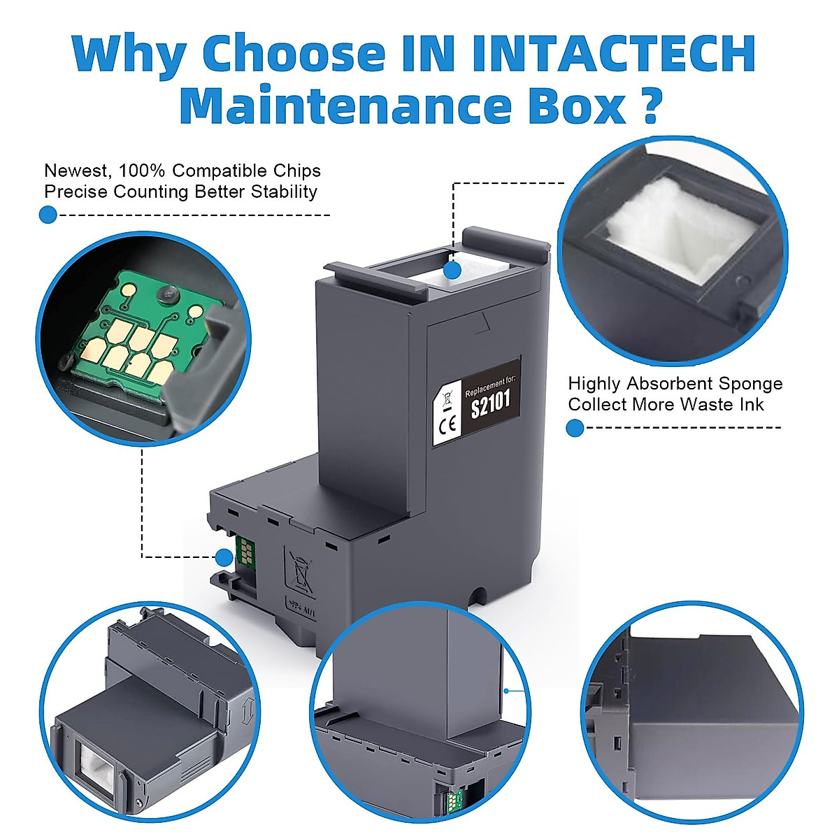 C13S210125 (S210125) Maintenance Box for Epson Surecolor SC-F170 SC-F100 SC-F130 SC-F160 Printer Waste Ink Tank 1-Pack