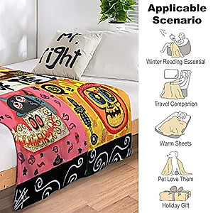 SKYNORA Day of The Dead Blankets Gifts for Women Men Cozy Women Skull Flannel Fleece Blanket Day of The Dead Blankets Gifts Fuzzy Throw Blankets for Bedroom Living Rooms Sofa Couch