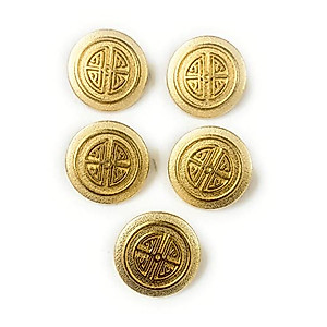 KATZ TRIMMINGS / Trims unlimited 14 kt .Matte Gold Buttons Set of inch Oriental - Chinese Design Elements inchfor Dress,Coat Suit 21mm , (5 7/8inch SOriental) 5pc-1-3/16 (30mm)Gold Basket Weave 887