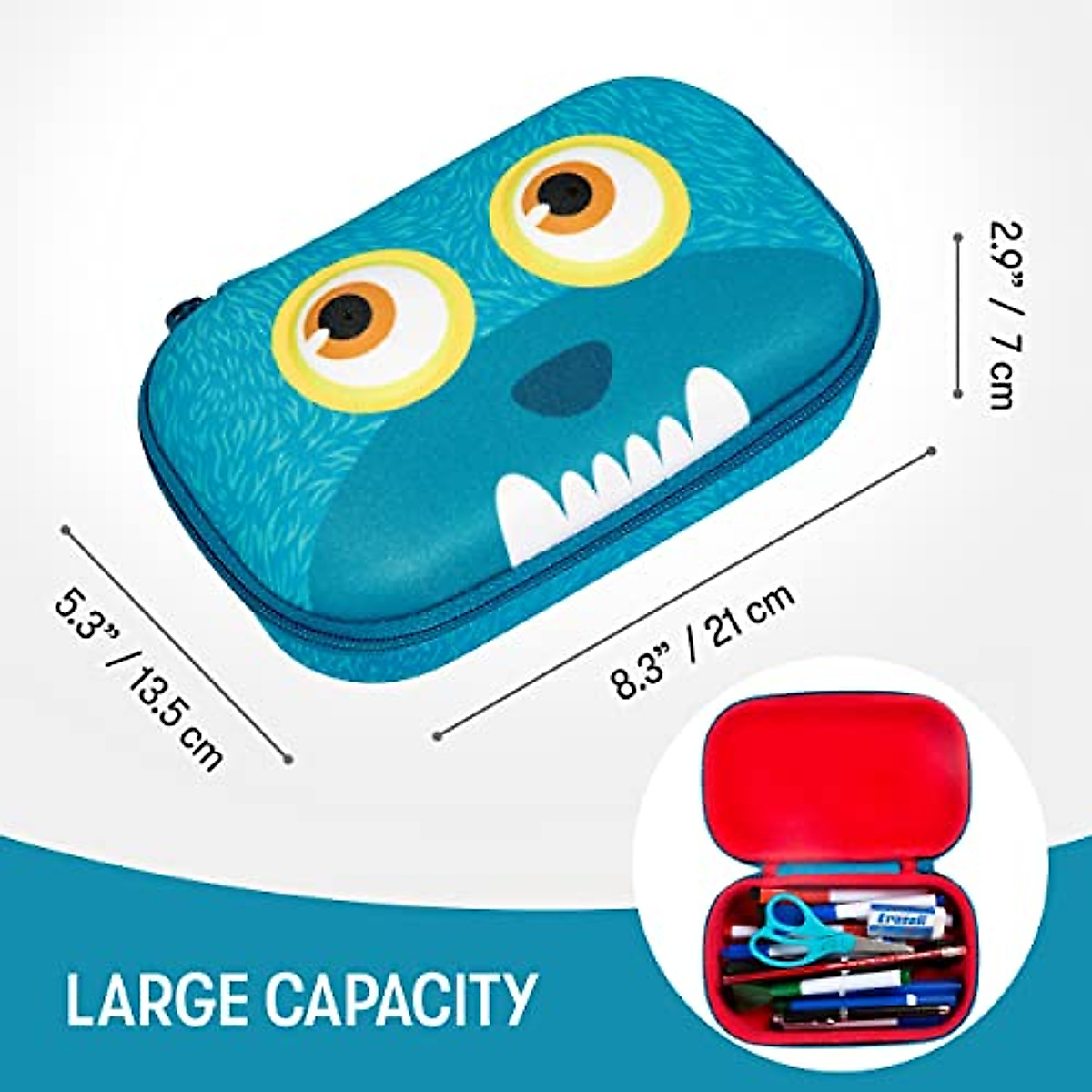 ZIPIT Wildlings Pencil Box for Kids | Pencil Case for School | Organizer Pencil Bag | Large Capacity Pencil Pouch (Blue)