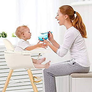 HONEY JOY High Chair, 3-in-1 Eat & Grow Wooden Highchair/Booster Seat/Toddler Chair with Removable Tray, 5-Point Harness, PU Cushion and Footrest for Baby, High Chair for Babies and Toddlers