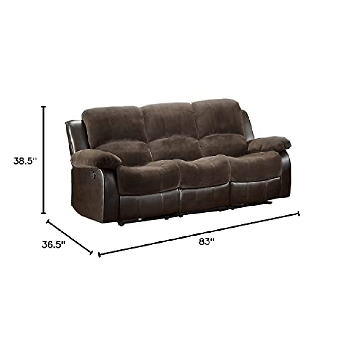 Lexicon Baluze Double Reclining Sofa, Two-Tone Brown