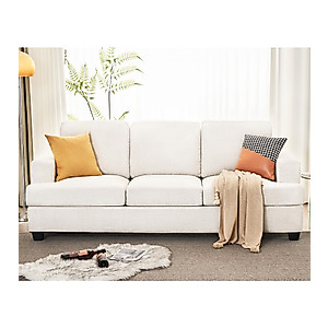 papababe Couch, Comfy Sofa Couch with 24" Extra Deep Seats, Beige Modern Sofa- 3 Seater Sofa Couch for Living Room Apartment Lounge, Chenille