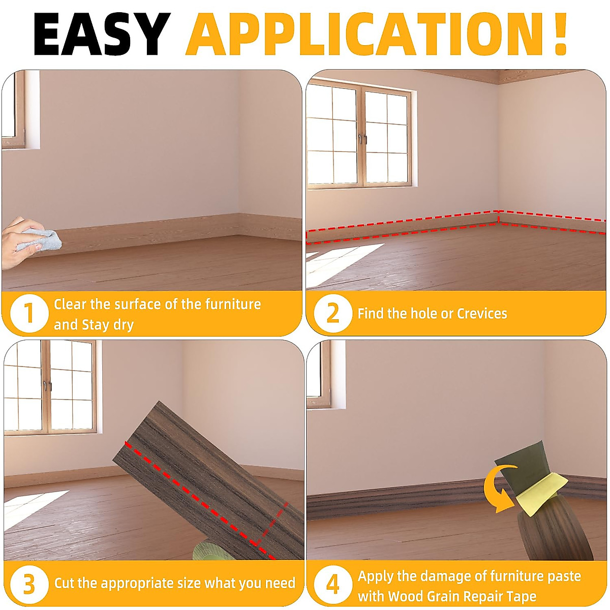 GSCIT Club Wood Grain Repair Tape, 2.4 inch X 15ft Self Adhesive Walnut Grain Repair Patch for Tables, Chairs, Baseboards, Doors, Windows, Floors, Handicraft DIY.