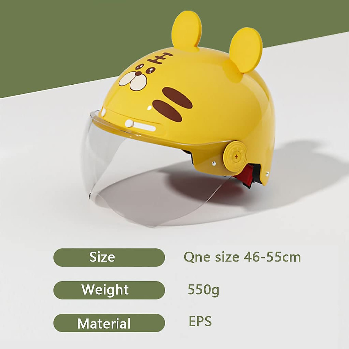 Children's Cat Ears Motorcycle Half Helmet, Retro Electric Open Face Scooter Helmet with Visor DOT Approved Anti-Collision Bike Moped Cruiser ATV Street Helmet for Youth Kids -C