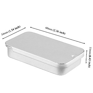 TAICHEUT 50 PCS Slide Top Tin Small, 6 x 3.4 x 1.1 cm Metal Slide Top Tin Rectangular Sliding Lid Tin Box Bulk for Lip Balm, Jewelry, Candies, Crafts Storage