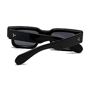 ZIMUSUN Square Thick Frame Sunglasses for Women Men Fashion Chunky Rectangle Sun Glasses Black Shades(A1 Black/Grey)