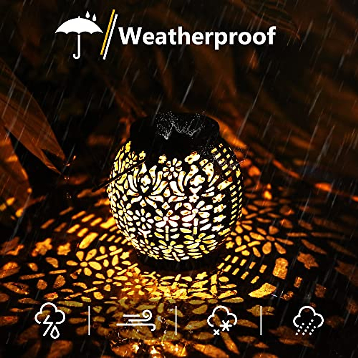 Brizled Solar Lantern Lights, 2 Pack Outdoor LED Solar Hanging Lantern Lights with Star Projection, Warm White Solar Garden Lights Retro Table Lantern Lights Waterproof for Garden Patio Courtyard Path