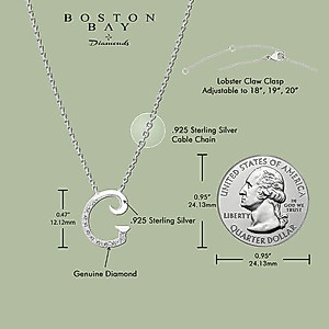 .925 Sterling Silver Diamond Accented ‘G’ Initial Necklace, Adjustable 18”-20" (G-H Color, I2-I3 Clarity)